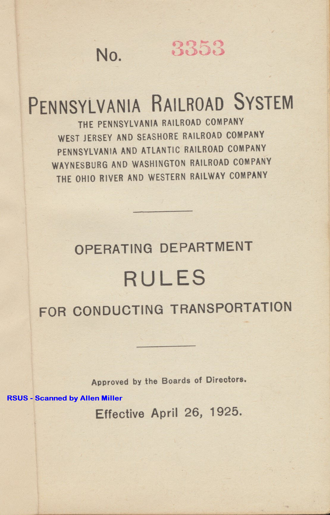 Pennsylvania RR Signal Aspects 1925
